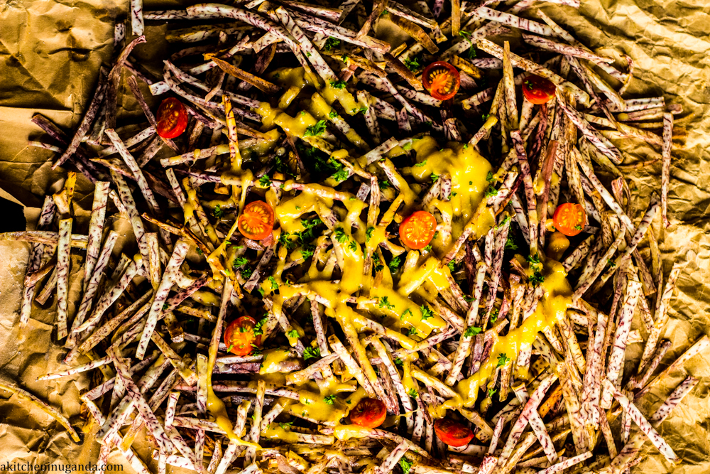 Yam Chips with Melted Cheddar Cheese – A Kitchen In Uganda