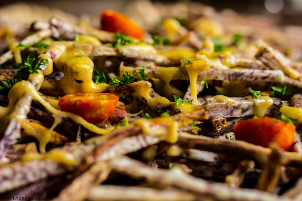 Yam Chips with Melted Cheddar Cheese – A Kitchen In Uganda