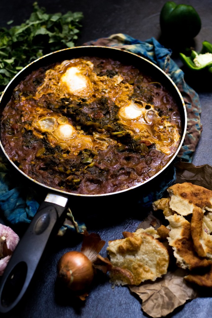 Rich and Spicy Dodo (Green Amaranth) Shakshuka – A Kitchen In Uganda